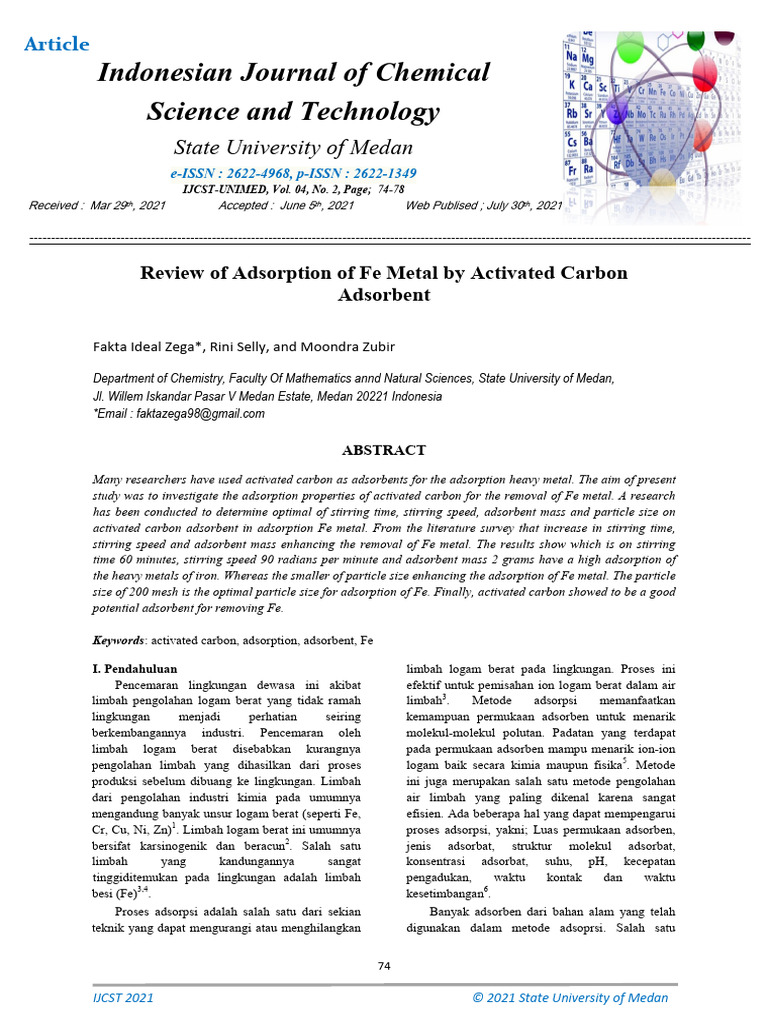 Review of Adsorption of Fe Metal by Acti 51fbc452 | PDF