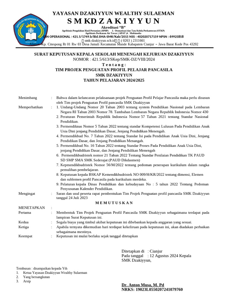 SK P5 Fix SMK Dzakiyyun | PDF