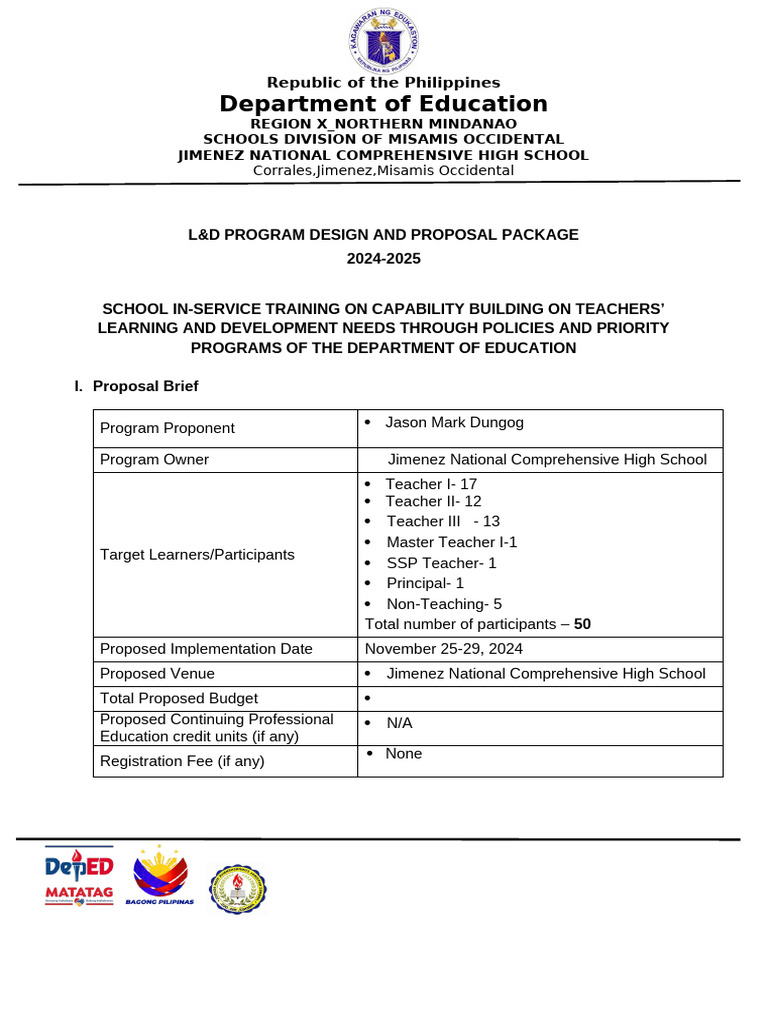 Inset Proposal 2024 2025 | PDF | Teachers | Learning