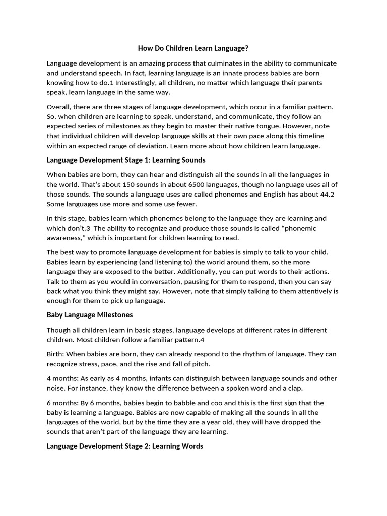 How Do Children Learn Language | PDF | Language Development | Word