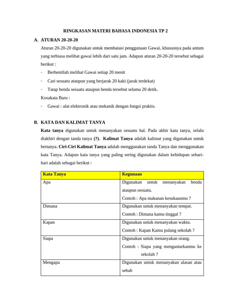 Ringkasan Materi Ii Bahasa Indonesia SMT I | PDF | Seni & Disiplin Bahasa