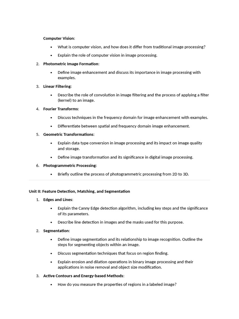 Ai For Computer Vision PYQ | PDF | Computer Vision | Image Segmentation