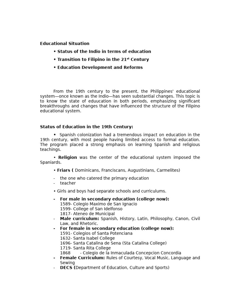 Educational Situation | PDF | Philippines