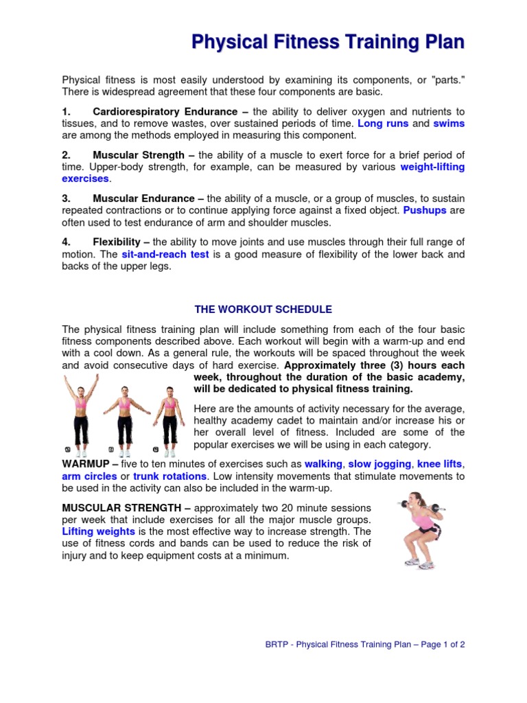 The Physical Fitness Training Plan With 6 Handouts Attached | Download ...