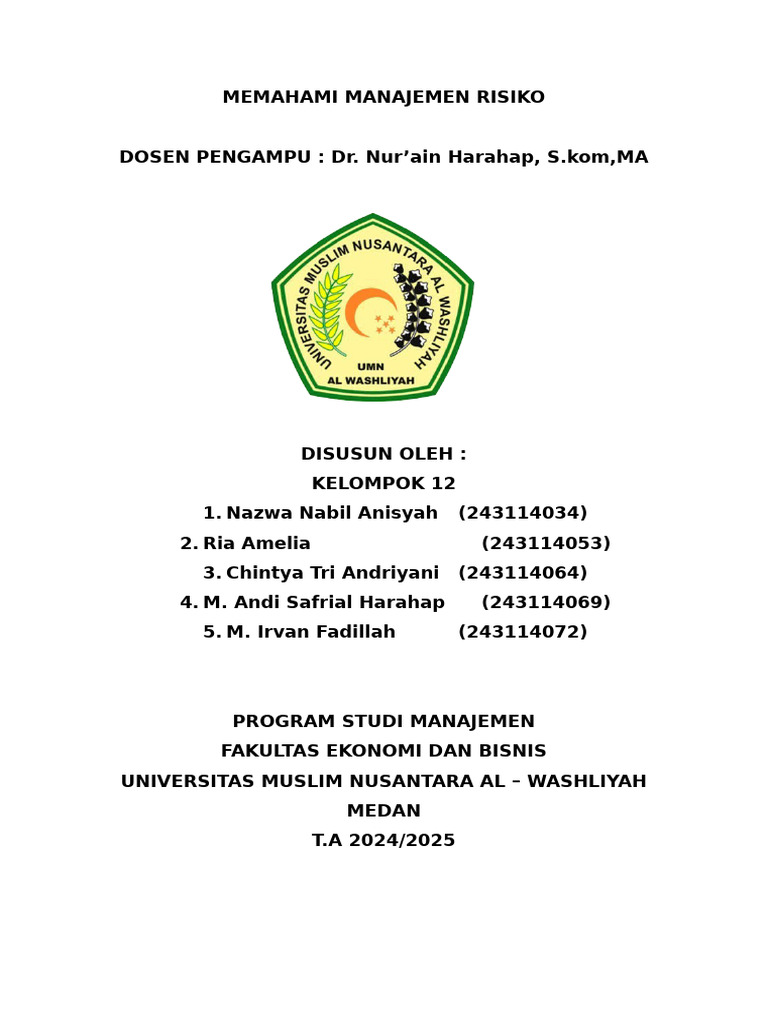 MEMAHAMI MANAJEMEN RISIKO Kel 12 | PDF | Bisnis
