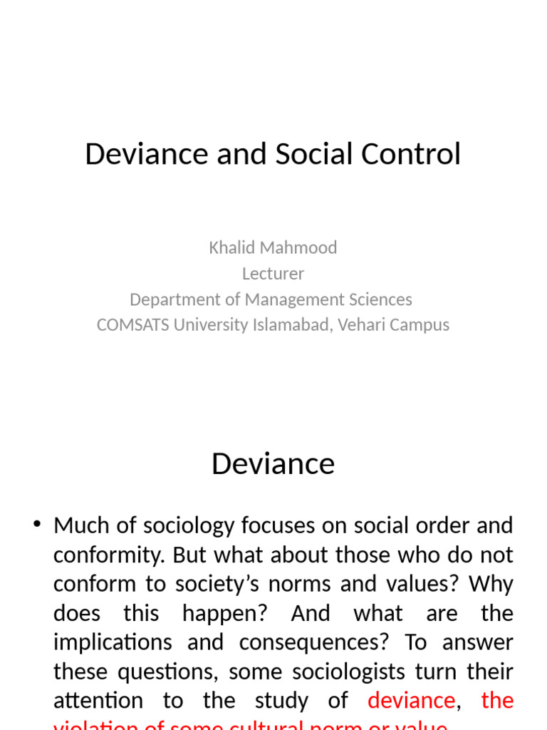 WEEK 7 Deviance | PDF | Deviance (Sociology) | Crime & Violence