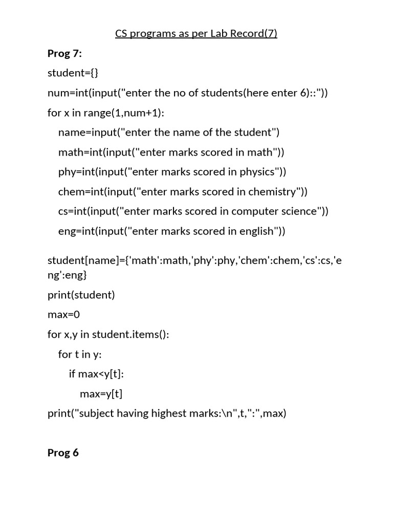 CS Programs As Per Lab Record | PDF
