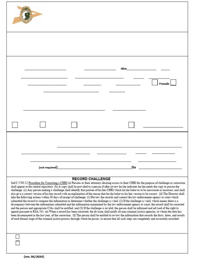 Sample No Criminal Record Request Form | PDF | Criminal Record | Justice
