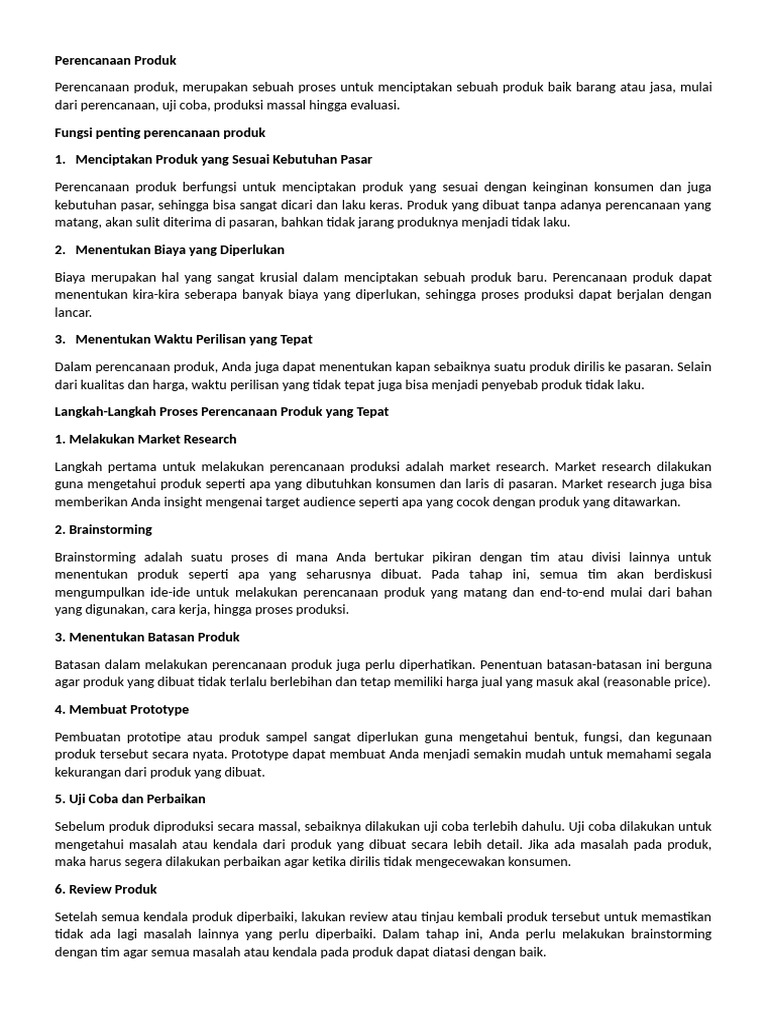 Perencanaan Produk | PDF