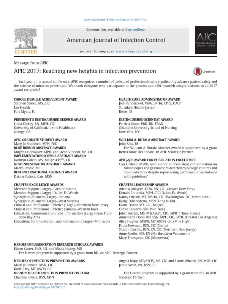 APIC 2017 Reaching New Heights in Infection Preve | PDF | Health Care ...