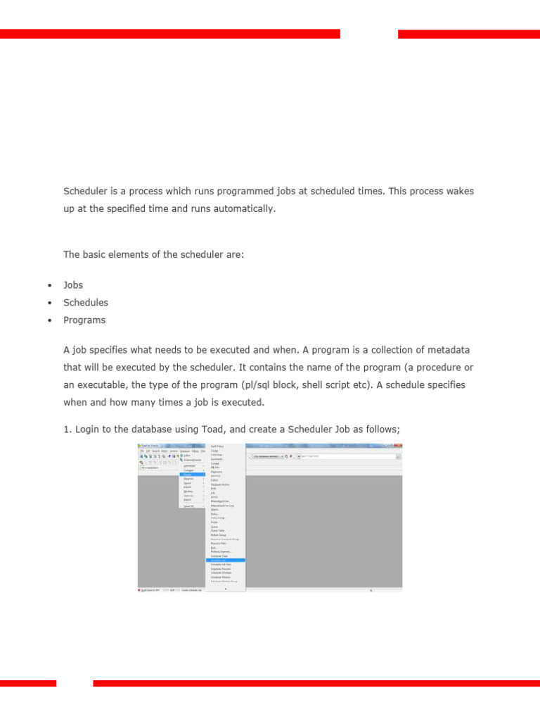 How To Create A Simple Scheduler Job in Oracle Database | PDF