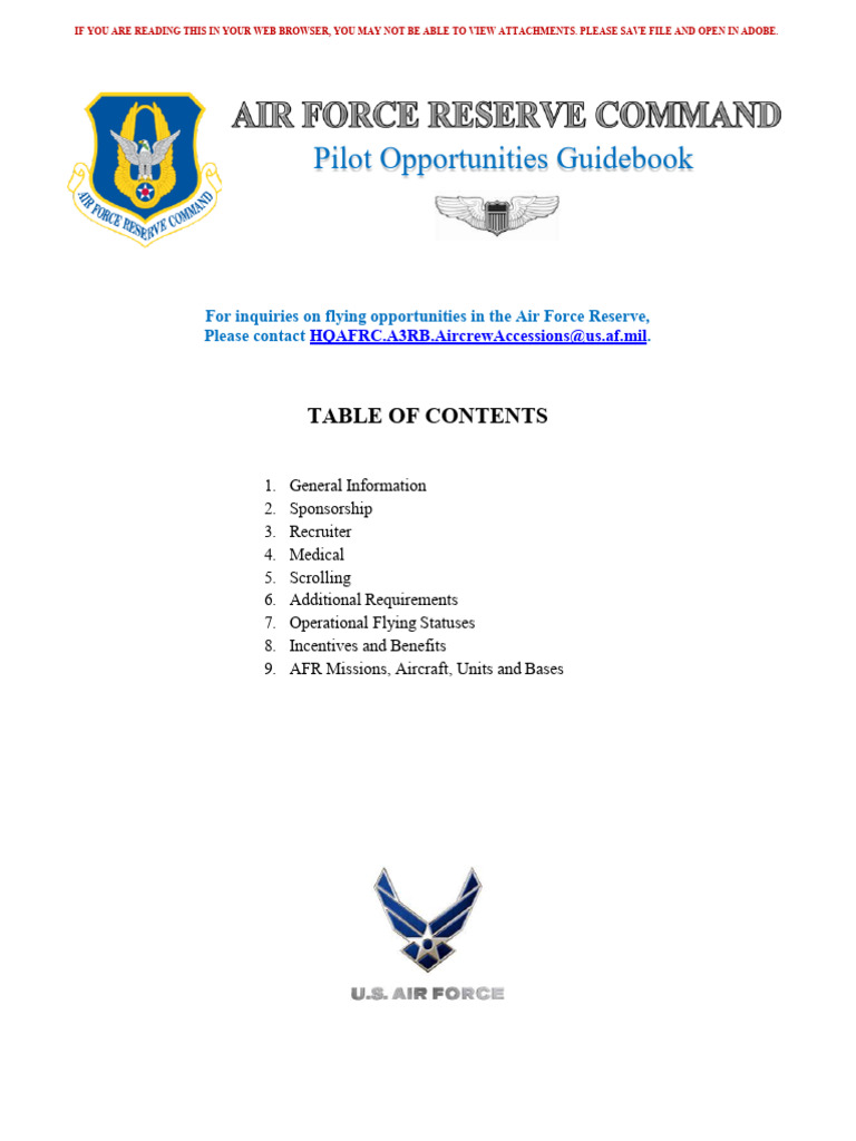 AFRC Pilot Opportunities Guidebook | PDF | Aviation | Military Aviation