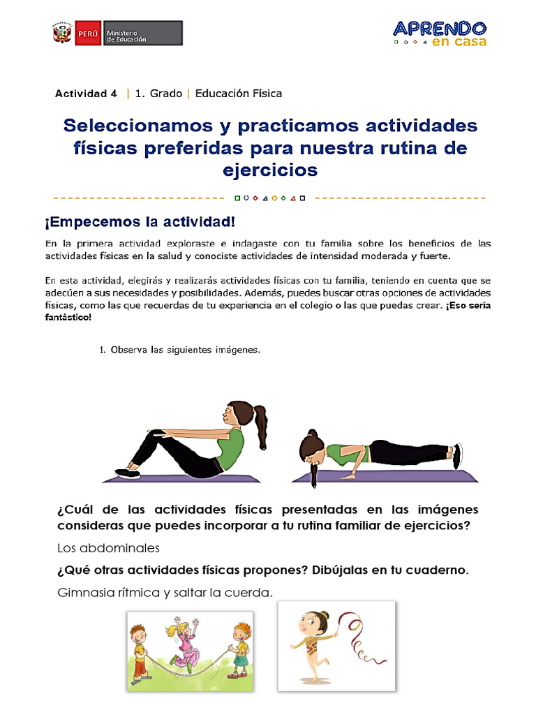 Tarea de EF - EJERCICO EN FAMILIA | PDF