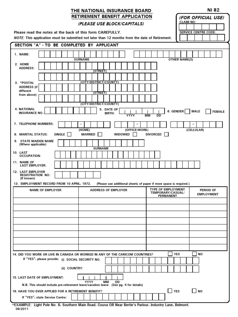 NI82 | PDF | Pension | Employment