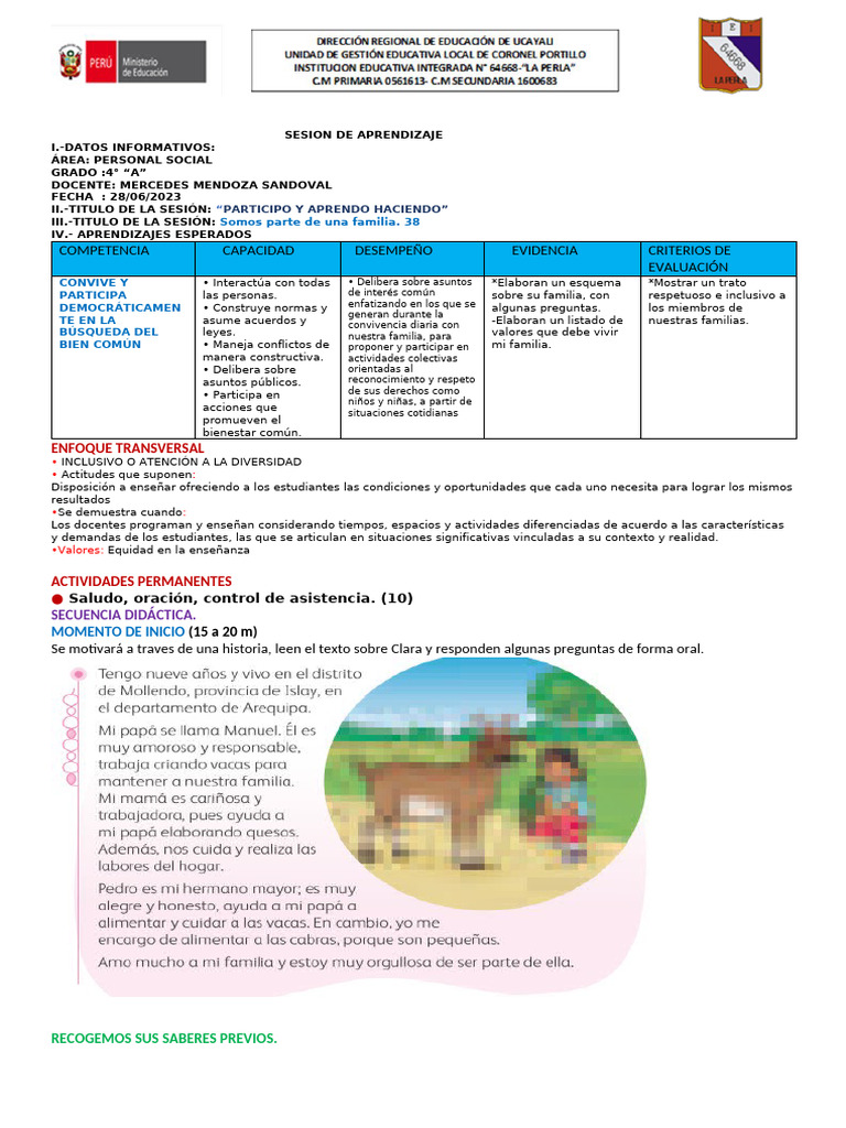 Actividades Familiares en el Aula | PDF | Enseñando