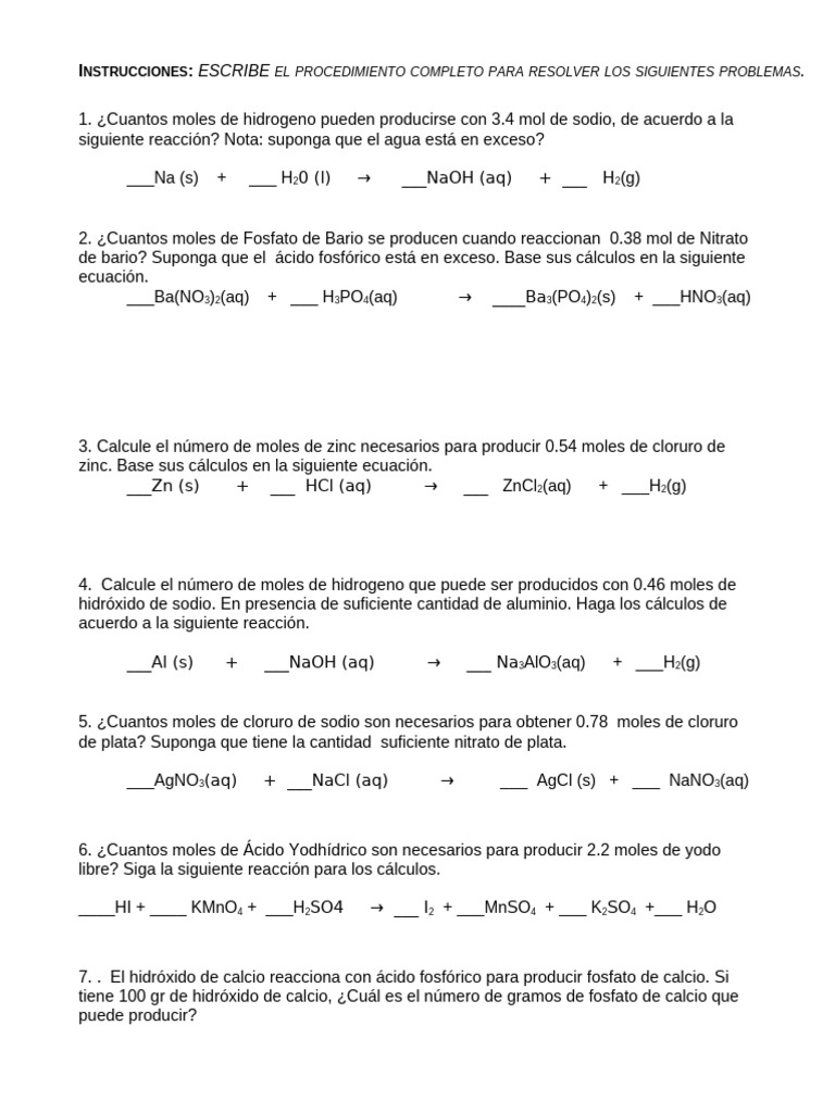 Ejercicio BB de Estequimetria | PDF | Ácido fosfórico | Sustancias químicas