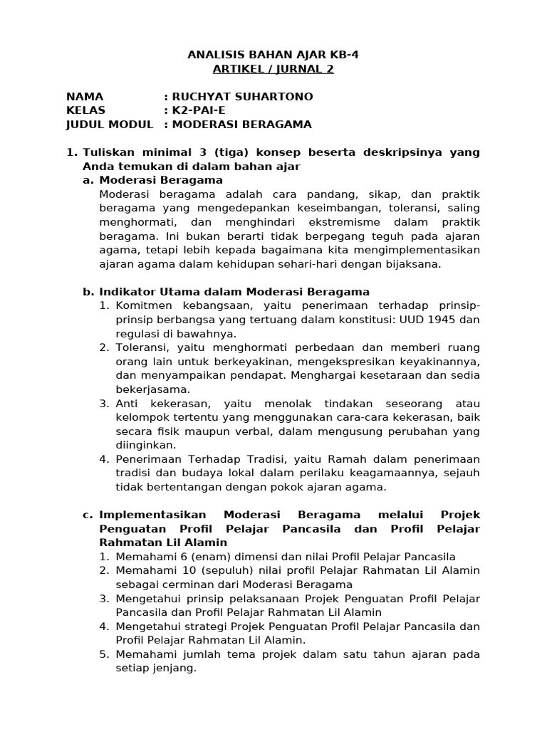 Analisis Bahan Ajar Modul 6 - Moderasi Beragama | PDF | Karier & Perkembangan