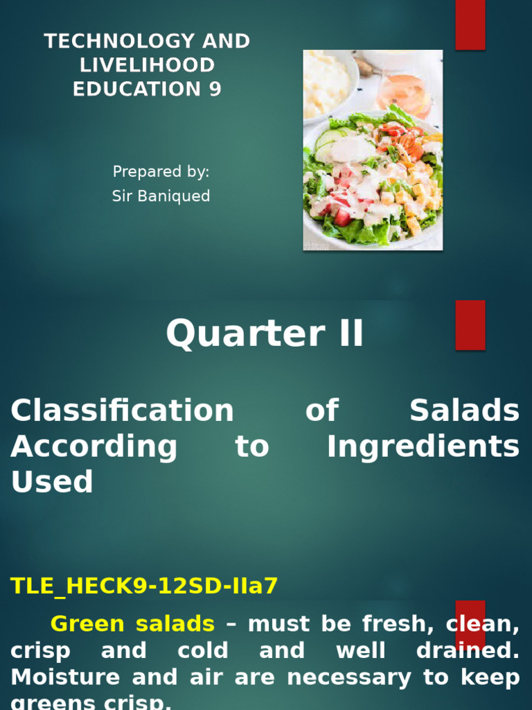Classification of Salads According To Ingredients - 3 | PDF | Salad ... Classification of Salads According To Ingredients - 3 | PDF | Salad ...