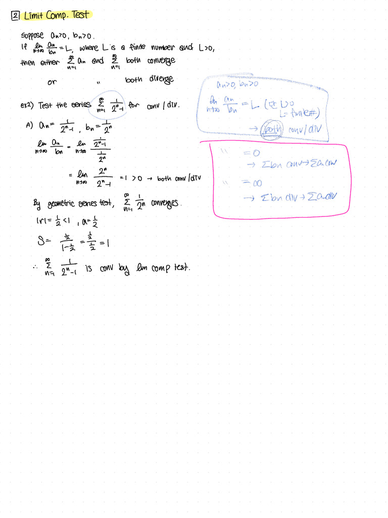 Limit Comparison Test | PDF