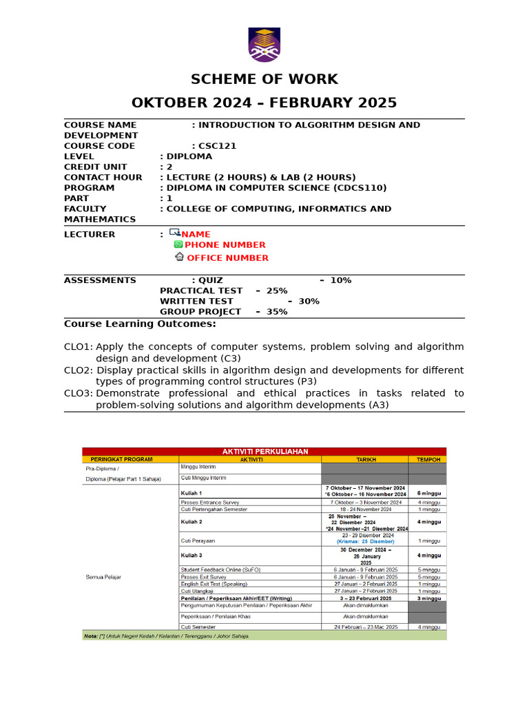 Sow Csc121 - Oktober 2024 | PDF | Algorithms | Computer Science