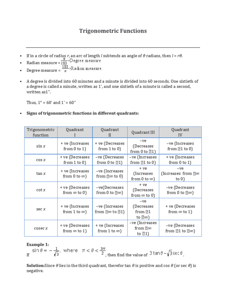 Trigonometric Functions | PDF | Trigonometric Functions | Special Functions