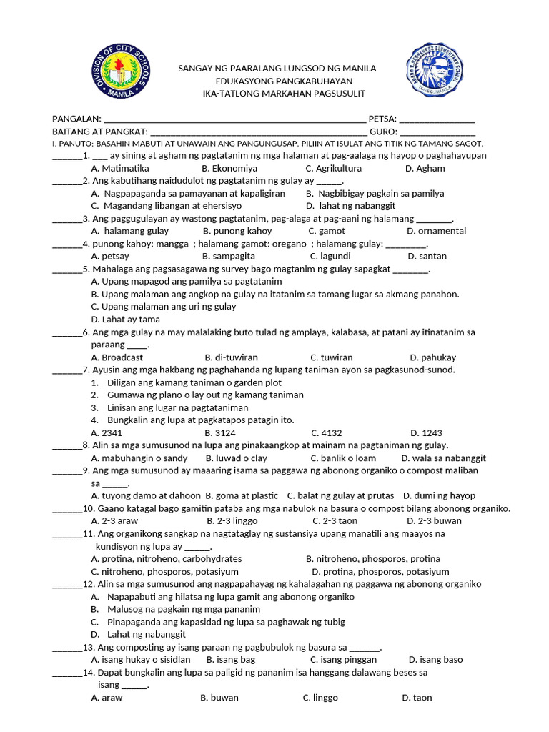 3rd Quarter Periodical Test L.e.5 | PDF
