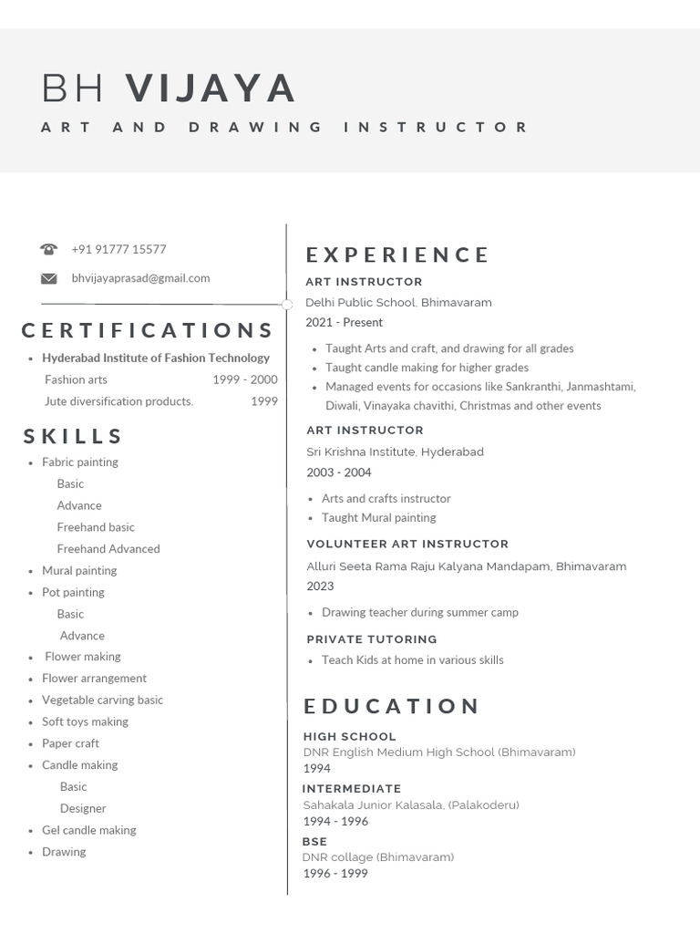 BH Vijaya Resume-3 | PDF