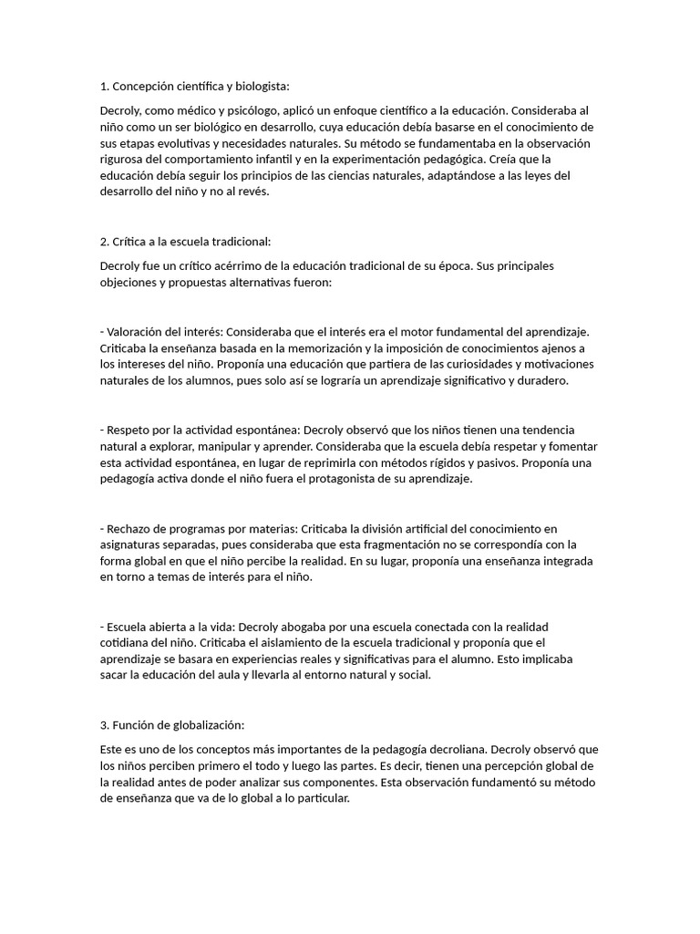 DECROLY | PDF | Aprendizaje | Enseñando