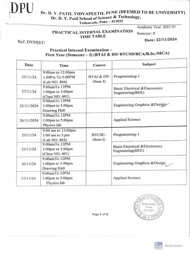 Internal Practical Examination Time Table | PDF Internal Practical Examination Time Table | PDF