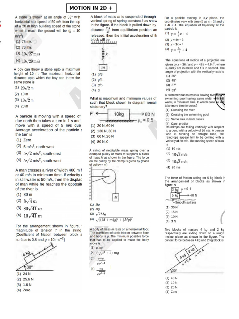 Motion in 2D Mistakes | PDF