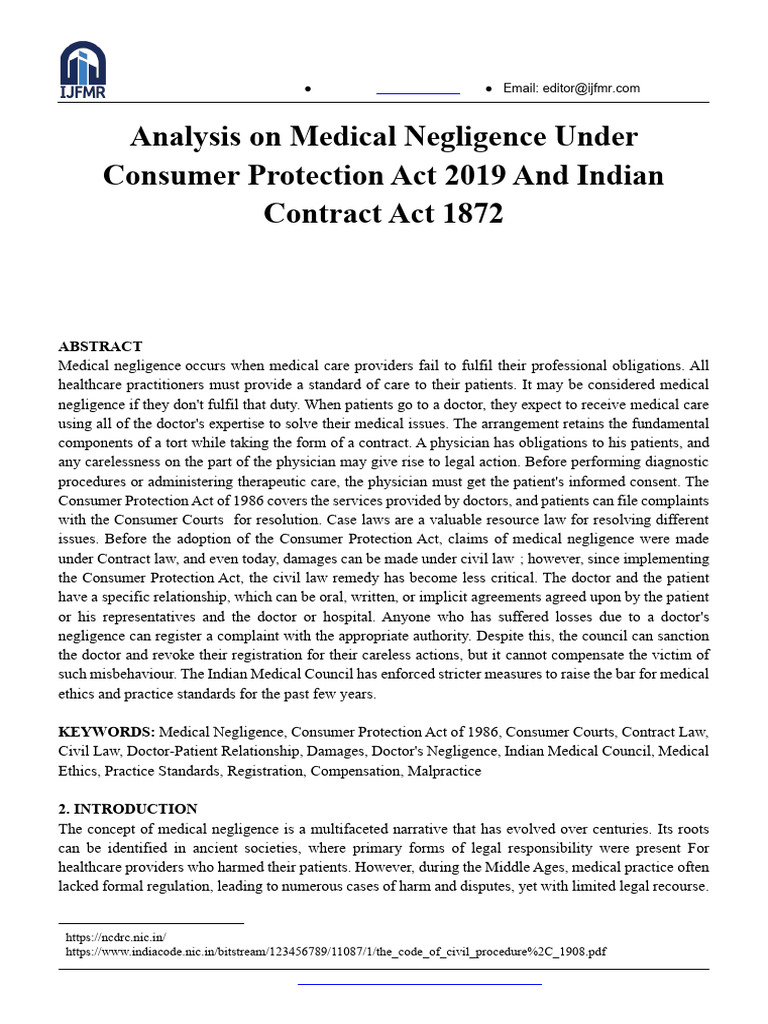 Medical Negligence and Contract Act | PDF | Tort | Negligence