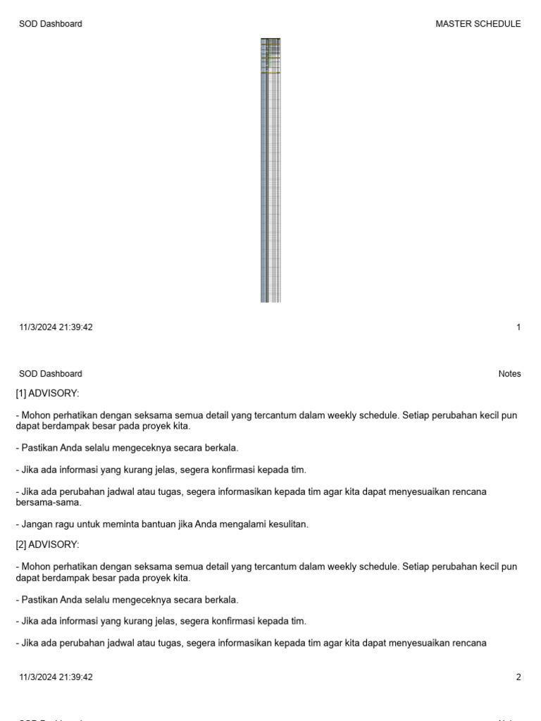 SOD Dashboard - MASTER SCHEDULE | PDF
