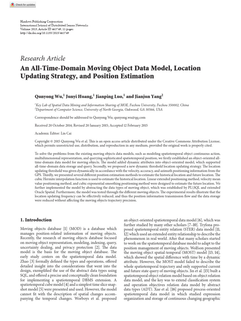 An All-Time-Domain Moving Object Data Model Locati | PDF | Databases | Computing