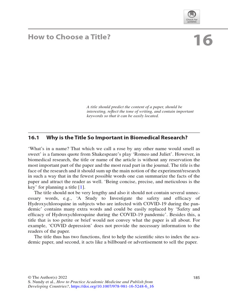 Crafting Effective Research Titles | PDF | Diagnosis Of Hiv/Aids ...