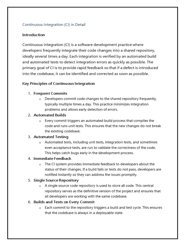 Continuous Integration | PDF | Computing | Software Engineering