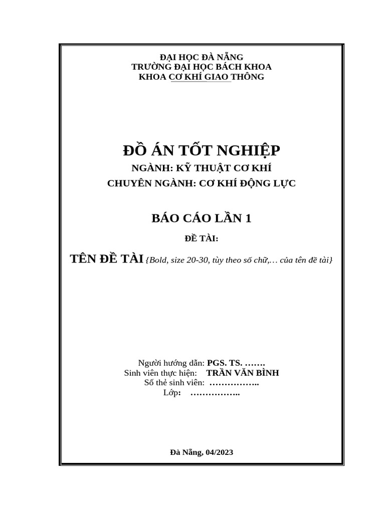 Bia Báo Cáo Datn Dot1 | PDF