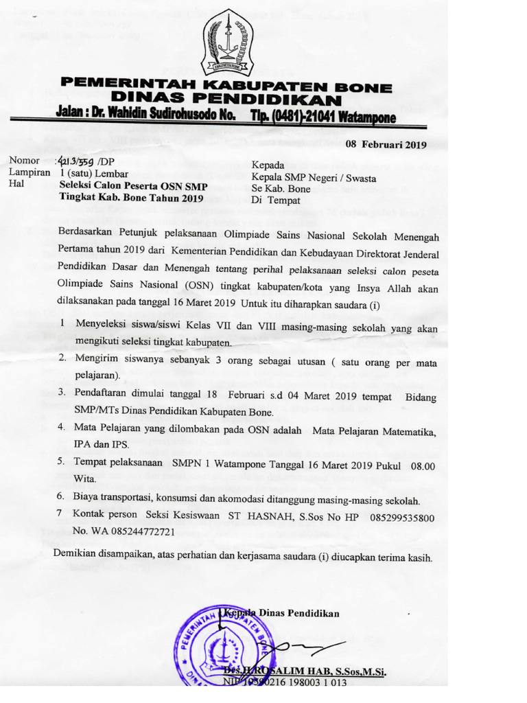 Surat Lomba Osn | PDF