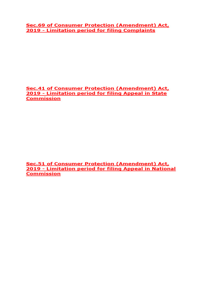 Consumer Protection Act: Filing Deadlines | PDF | Appeal | Complaint