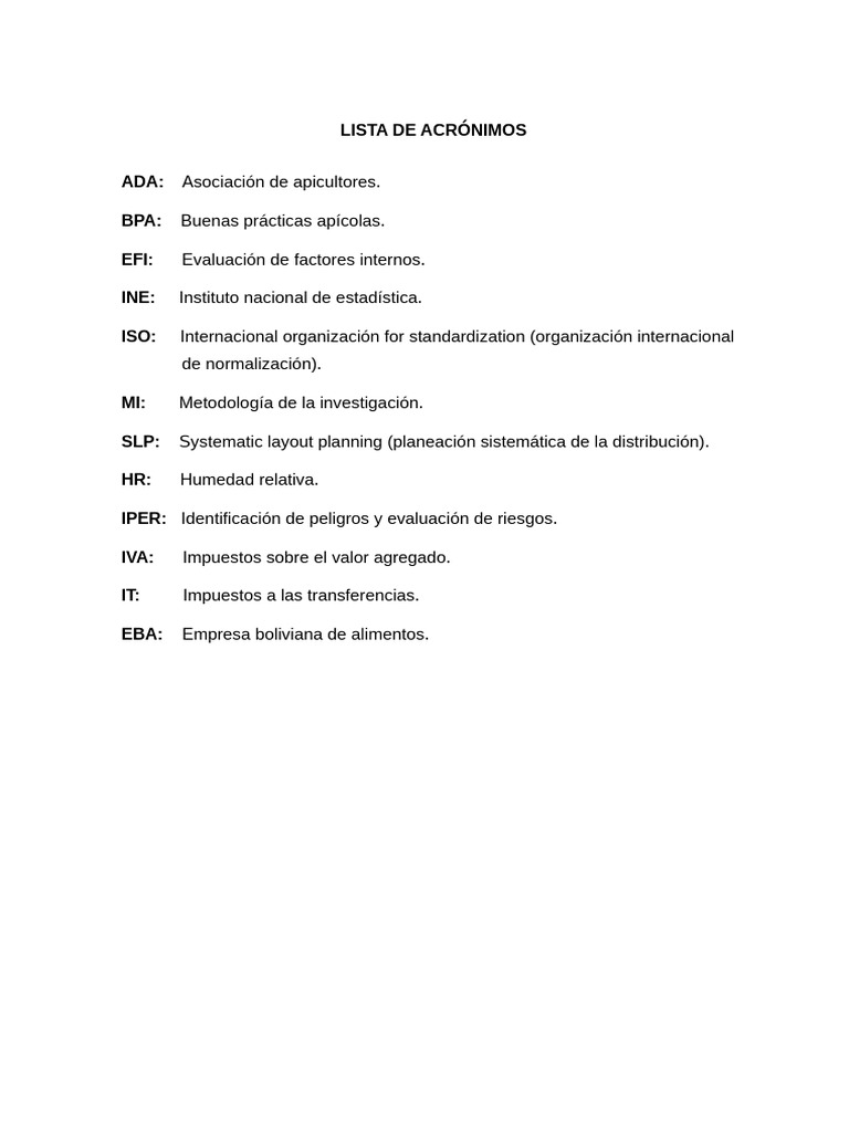 Lista de Acrónimos Apícolas y Más | PDF | Relaciones personales ...