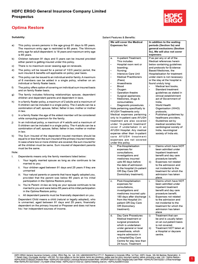 Optima Restore Health Plan Guide | PDF | Patient | Hospital