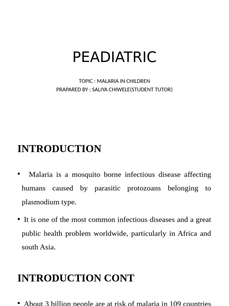 Malaria Management in Pediatric Patients | PDF | Malaria | Plasmodium