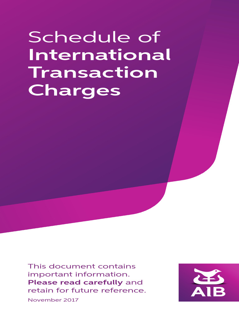 AIB International Transaction Fees | PDF | Credit Card | Cheque