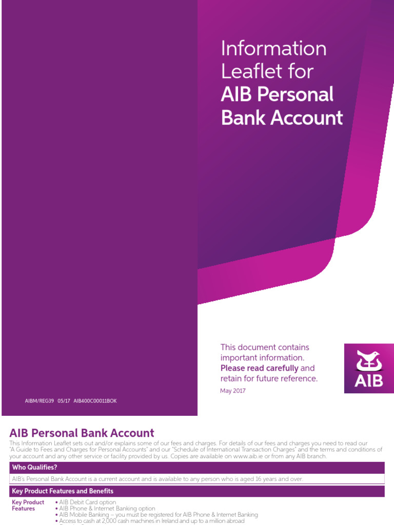 Information Leaflet For AIB Personal Account | PDF | Transaction ...