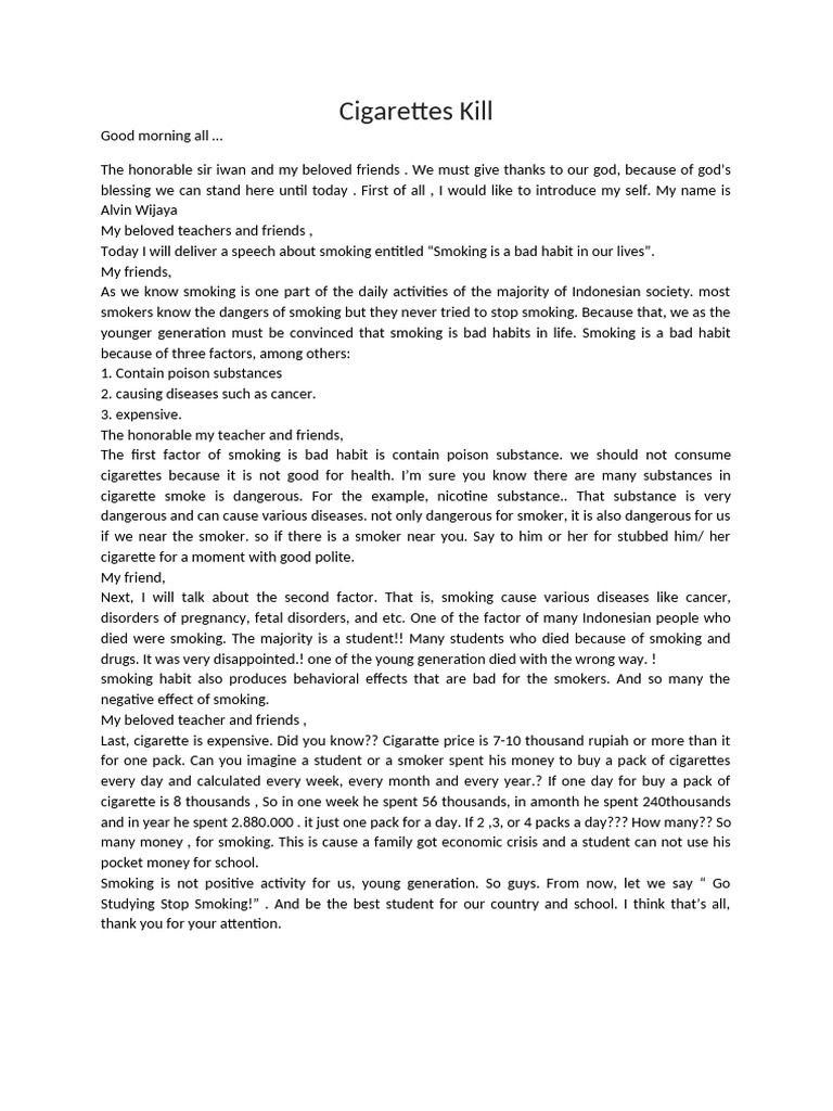 Cigarettes Kill | PDF | Tobacco Smoking | Addiction