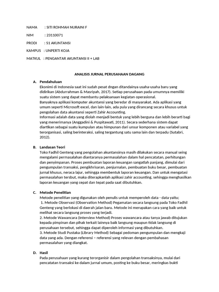Analisis - Siti Rohmah Nuraini F - Koja | PDF | Komputer