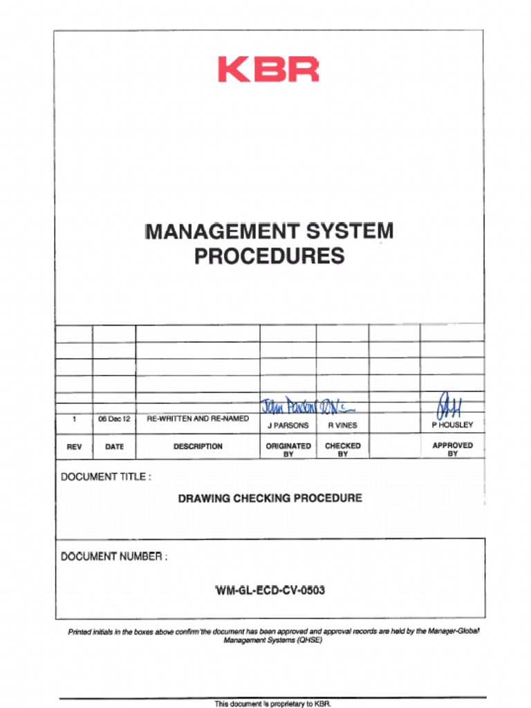 WM-GL-ECD-CV-0503 Drawing Checking Procedure - Rev 1 | PDF