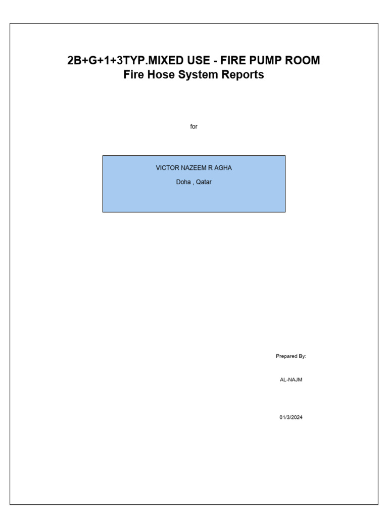 Sample Hydraulic Calculation - FHR | PDF | Fire Sprinkler System | Pump