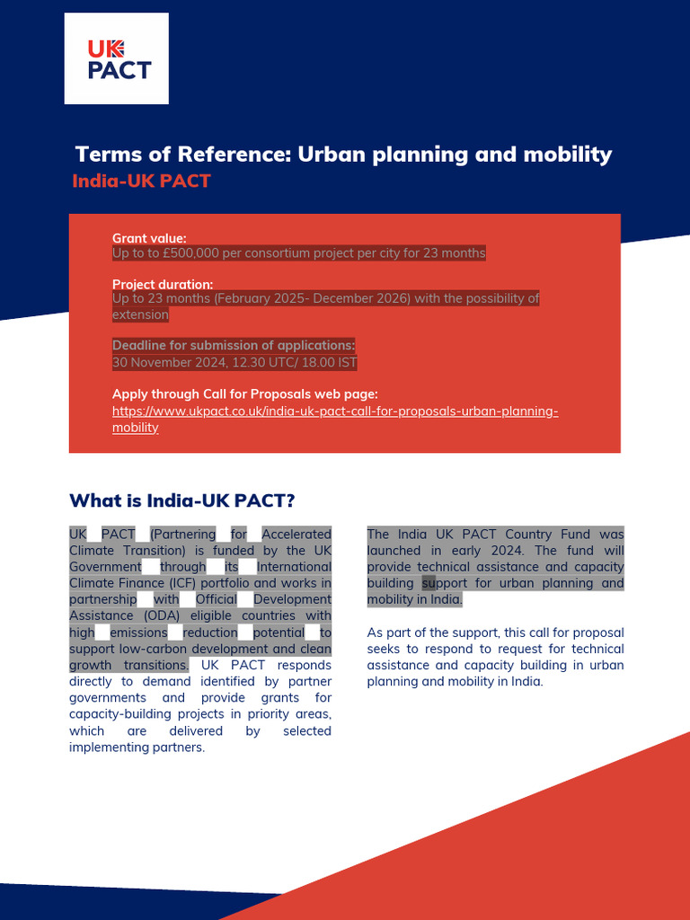 UK PACT Urban Planning Grant Proposal | PDF | Climate Change Mitigation ...