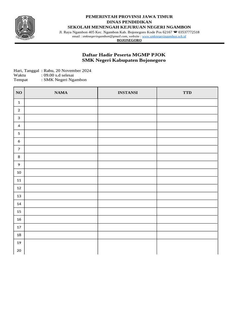 DAFTAR HADIR MKKS Oktober 2025 | PDF