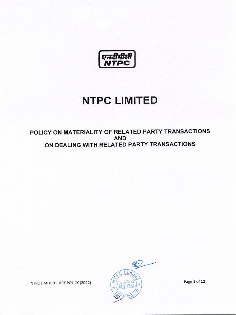 NTPC RPT Policy 2022 | PDF